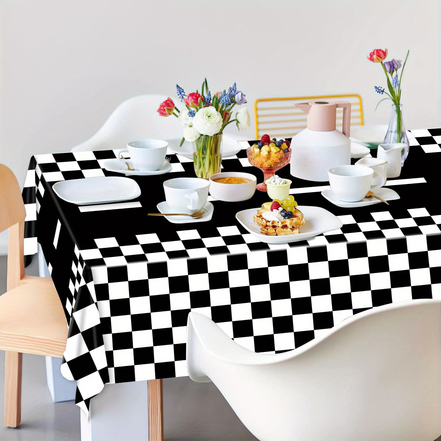 Black White Racing Tablecloth Racing Theme Party Decoration - Temu New ...