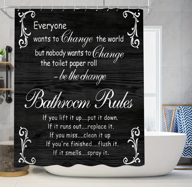 Bathroom Rules Shower Curtain Set Black Bathroom Decor Set Temu
