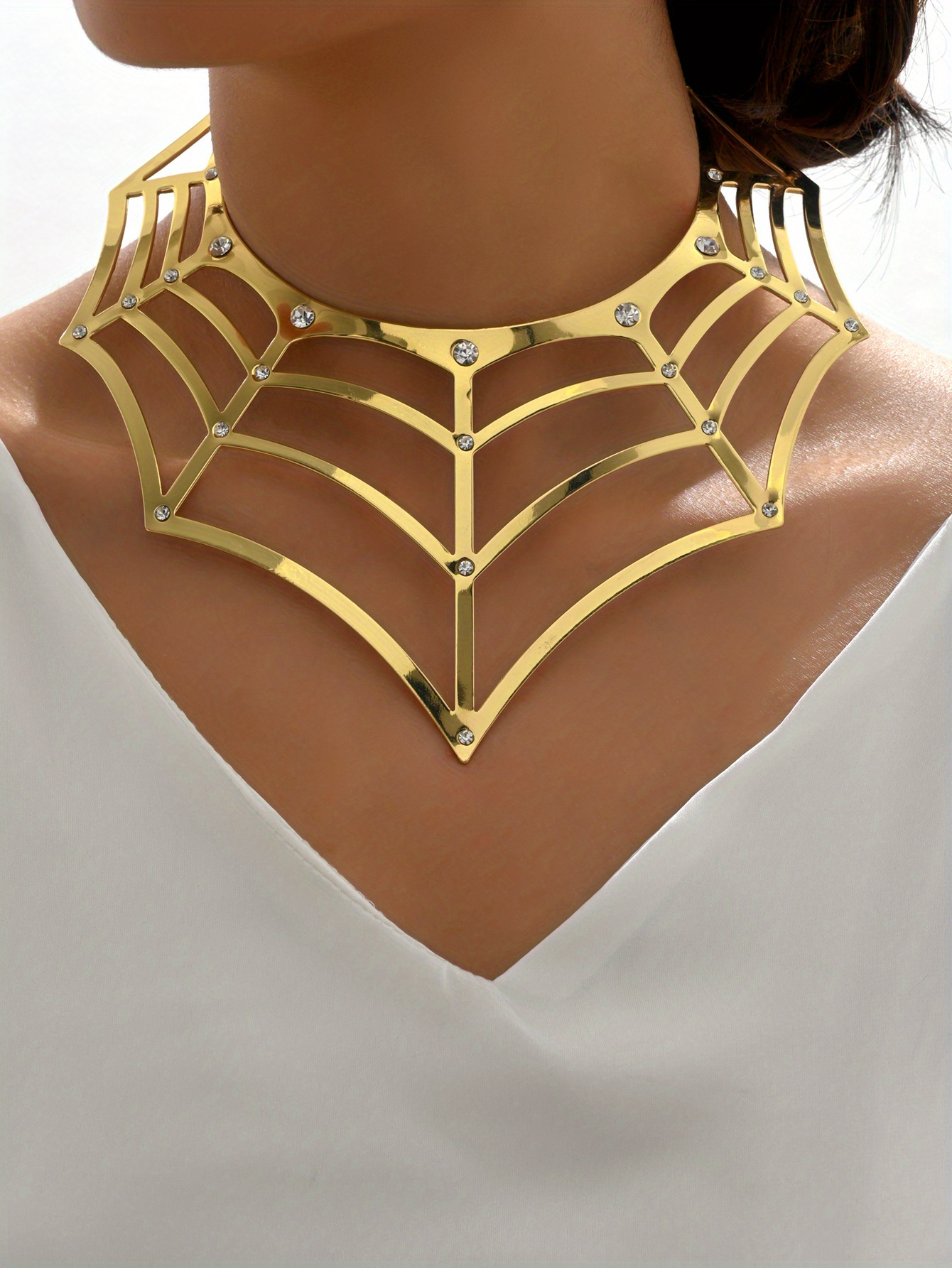 Halloween Exaggerated Funny Spider Web Collar Necklace Women - Temu ...