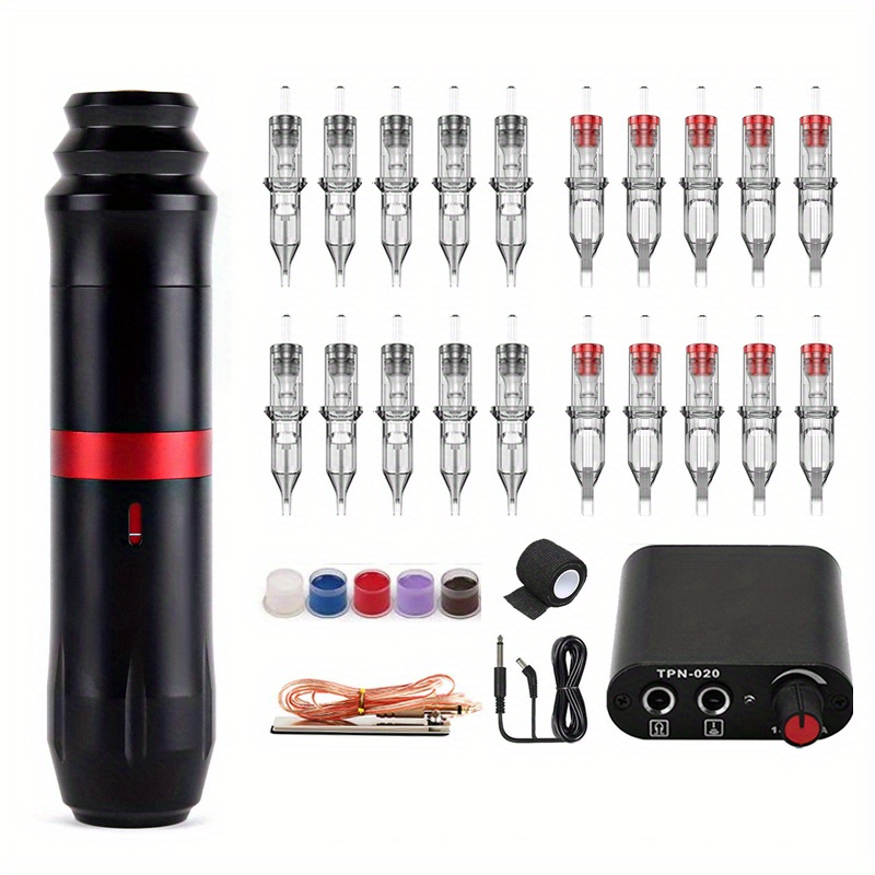 Wireless Tattoo Pen Machine Kit Rotary Tattoo Gun With Cordless Tattoo Power Supply 20pcs Tattoo ...
