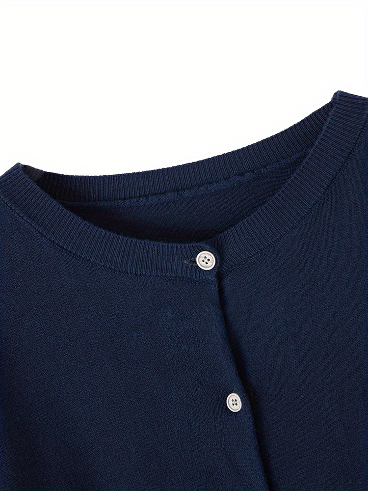 Solid Button Front Knit Cardigan Casual Long Sleeve Cardigan - Temu