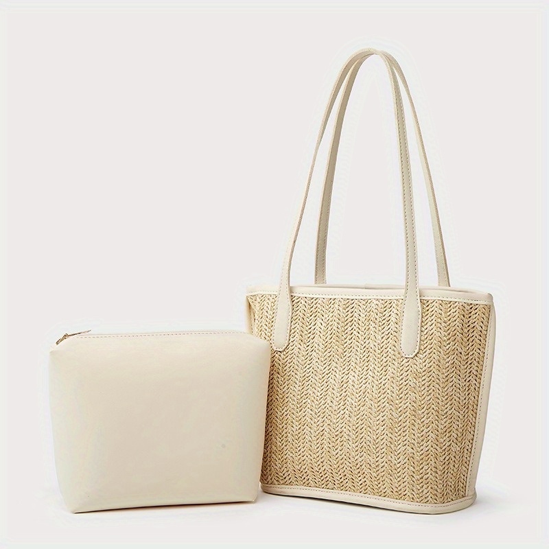 Minimalist Straw Design Storage Handbag Lightweight - Temu Canada