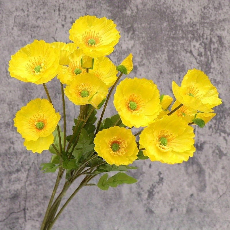 3pcs artificial poppy fabric flower for decor and wedding real touch ...