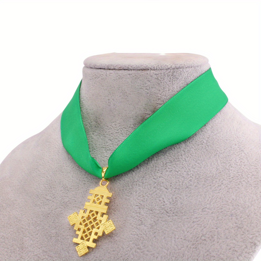 Ethiopian Cross Pendant Clavicle Chain Ethnic Style Necklace - Temu ...