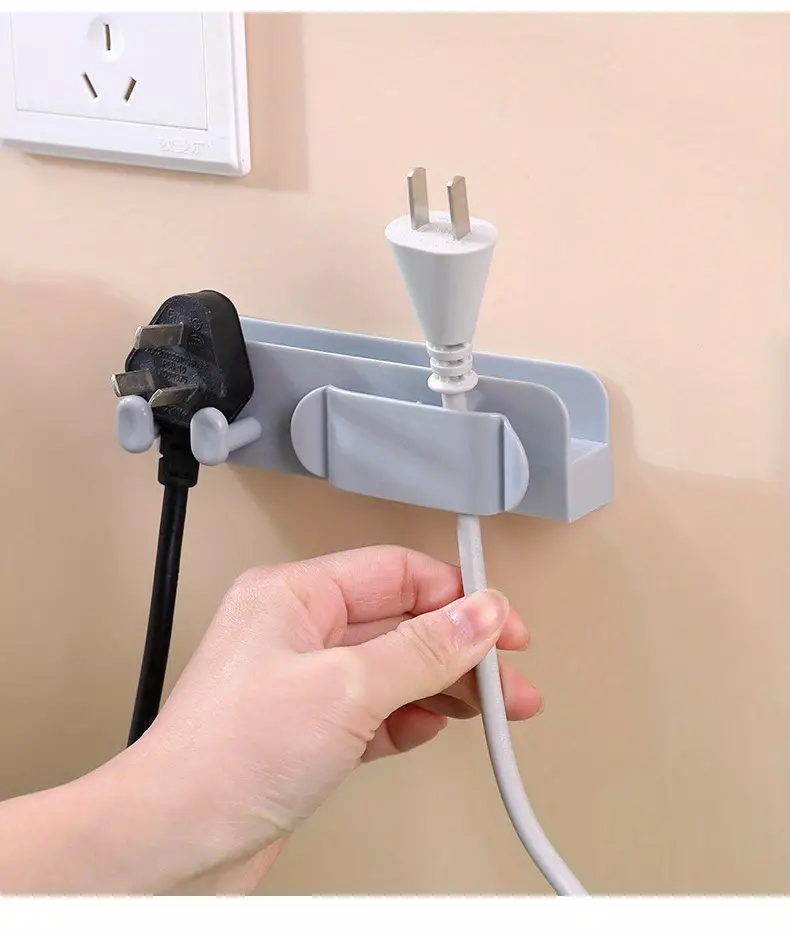 벽 휴대 전화 충전 플러그 홀더 스티커 후크 와이어 관리자 와이어 스토리지 고정 클립 무료 펀칭 와이어 고정 Temu