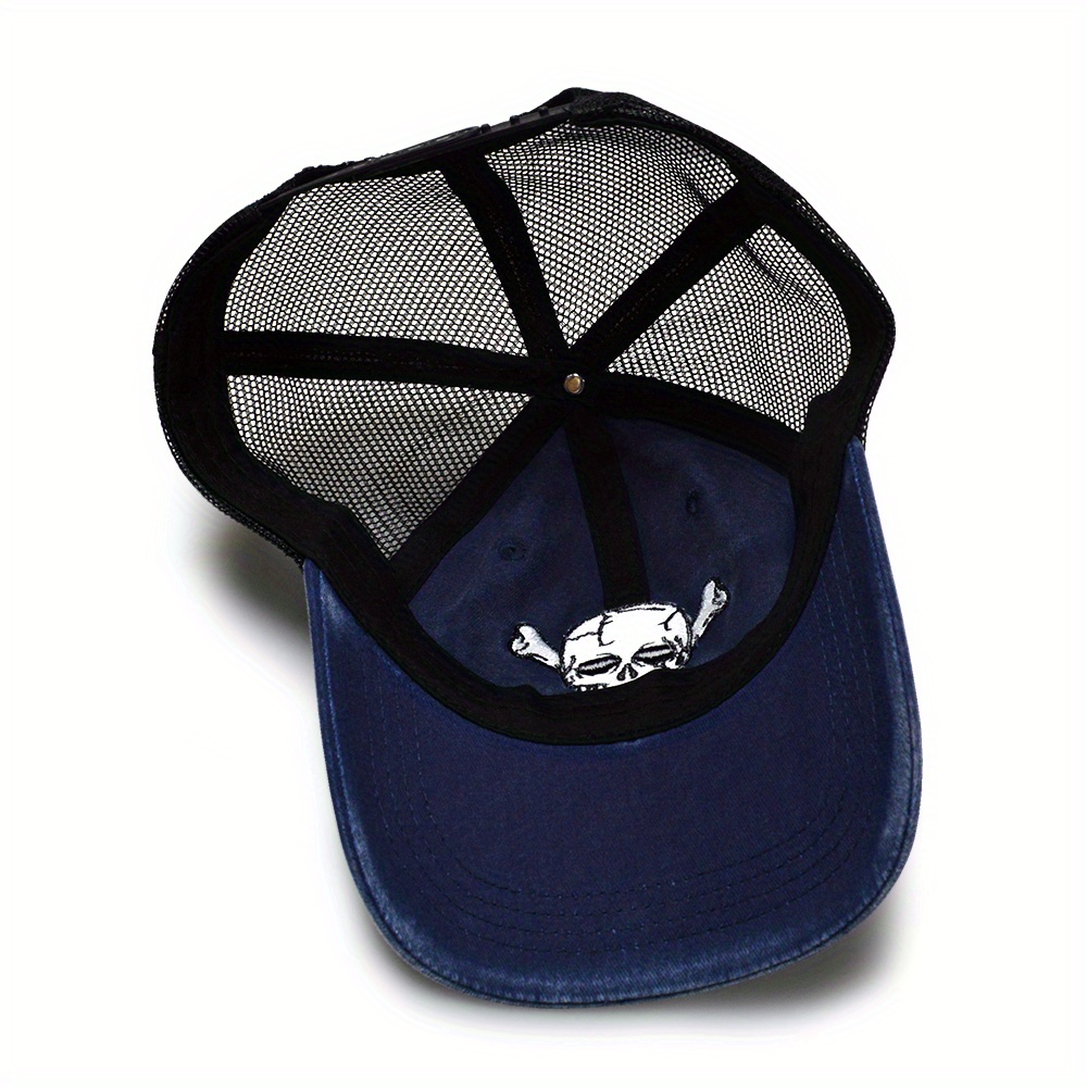 Skull Bone Embroidery Baseball Cap Vintage Washed Distressed - Temu Norway