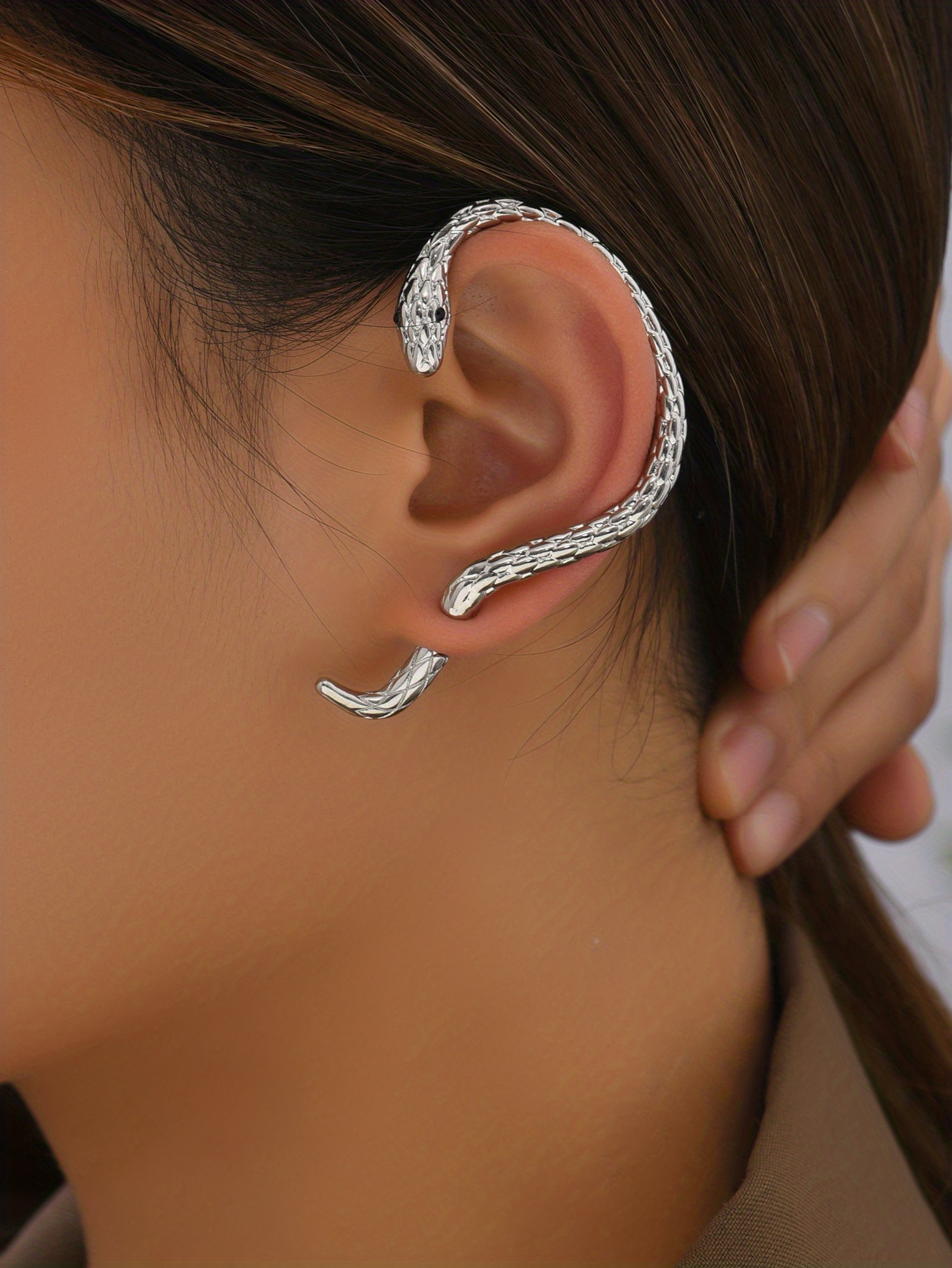 Slim Snake Ear Climber Zinc Alloy 14k Gold Plated Retro Hip - Temu Canada