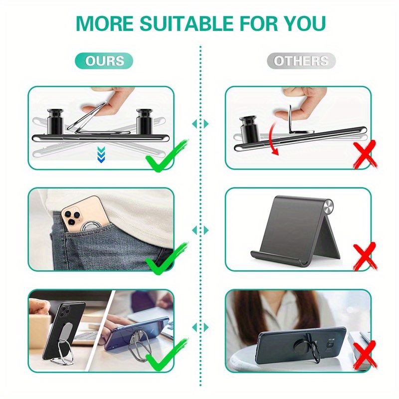 Universal 360° Rotation Portable Folding Mount Metal Finger Ring Phone ...