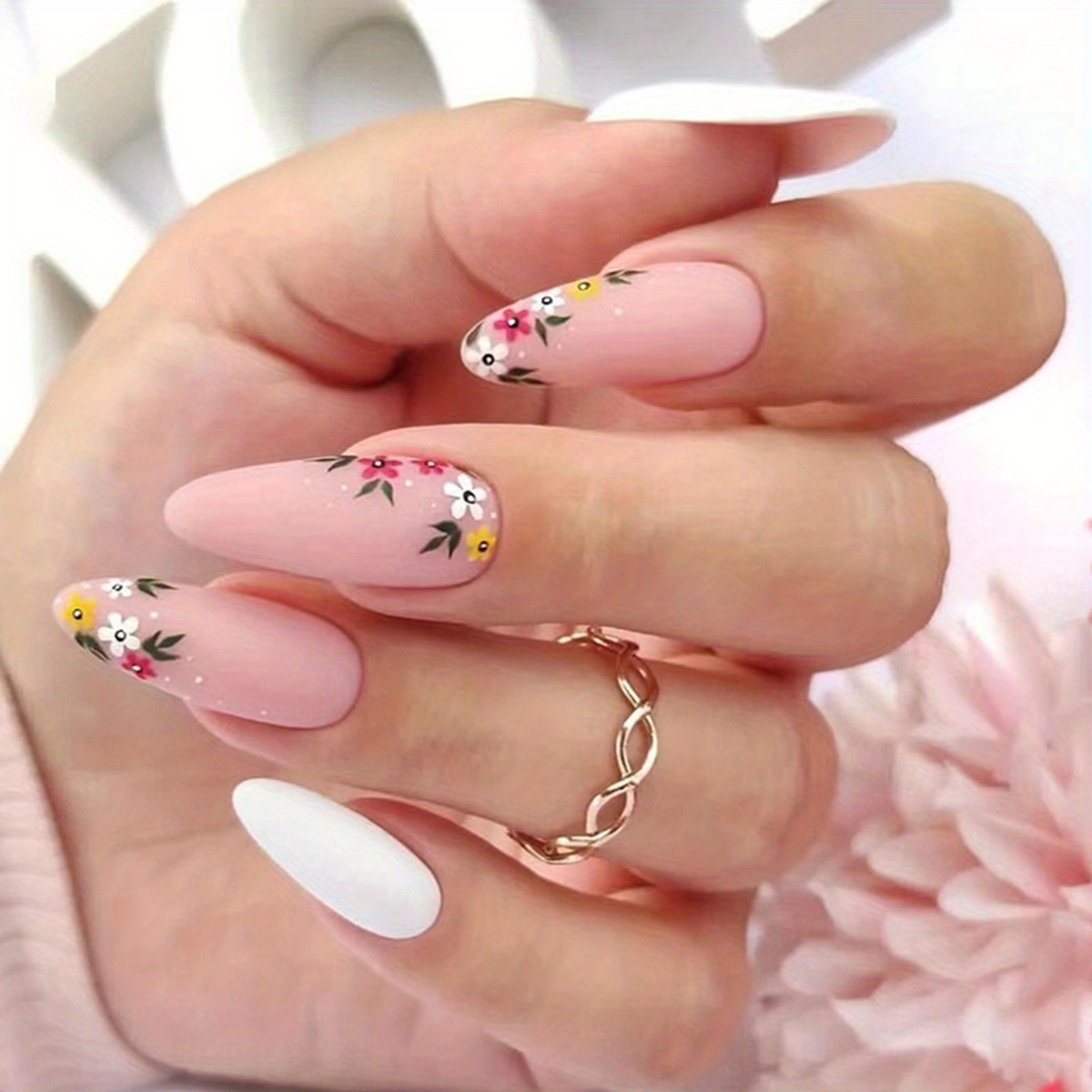 Frosted Vintage Nails Colorful Cute Flower Ress Nails - Temu United Kingdom
