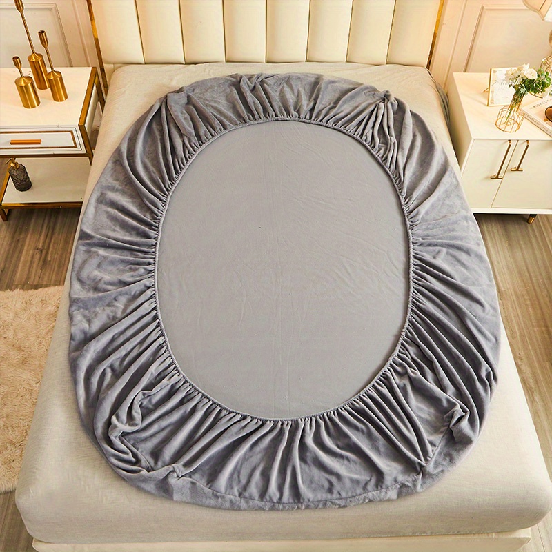 Soft Breathable Grey Milk Velvet Fitted Sheet Deep Pocket - Temu Canada