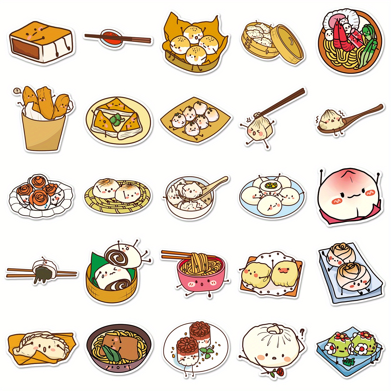Chinese Noodle Cartoon Food Waterproof Doodle Stickers Hand - Temu ...