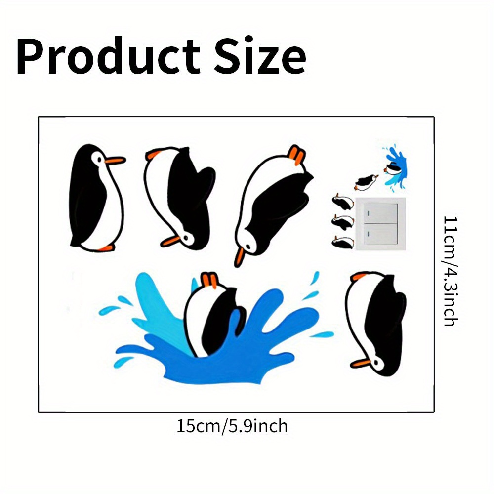 wall sticker cartoon penguin jumping water removable switch - Temu Canada