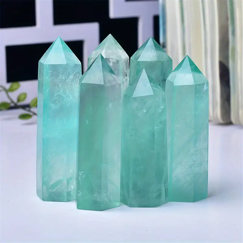 1pc 천연 크리스탈 거친 녹색 형석 석영 크리스탈 타워 장식품 홈 오피스 장식 룸 장식 데스크탑 장식을위한 Temu