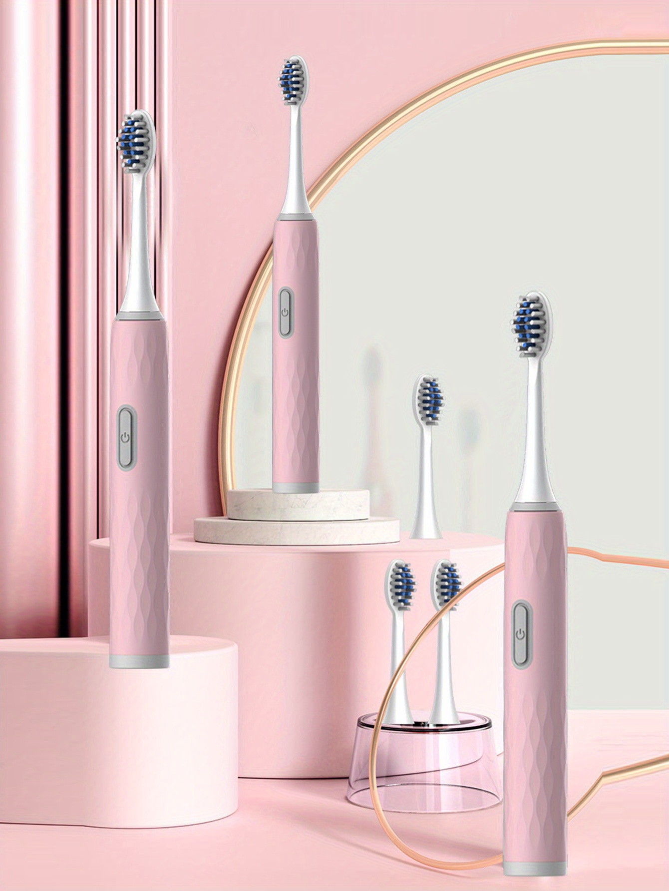 C1 Pink Electric Toothbrush 11 Replaceable Brush Heads Soft - Temu New ...