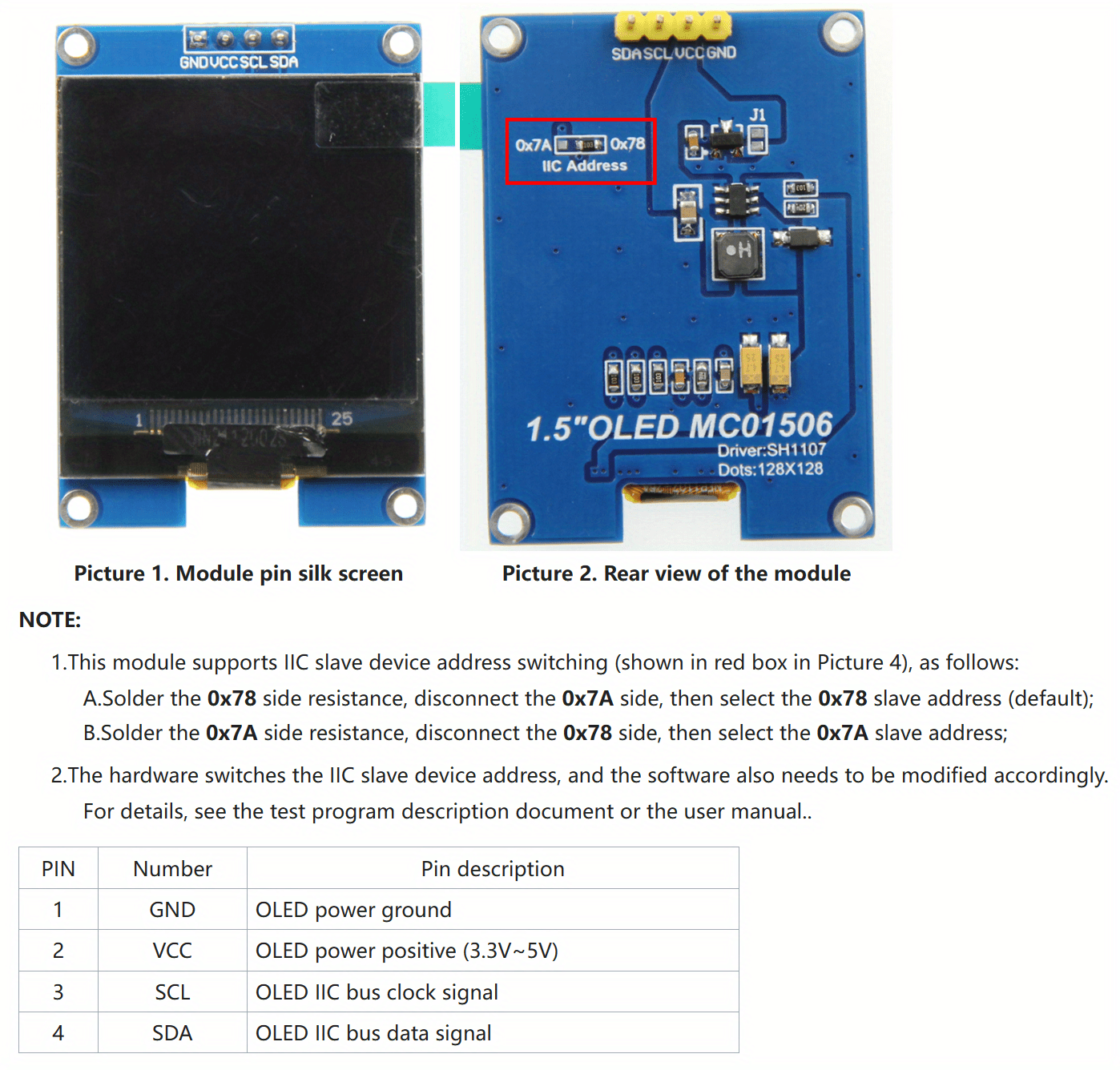 Oled Module I2c Interface 128x128 Resolution Sh1107 Driver - Temu