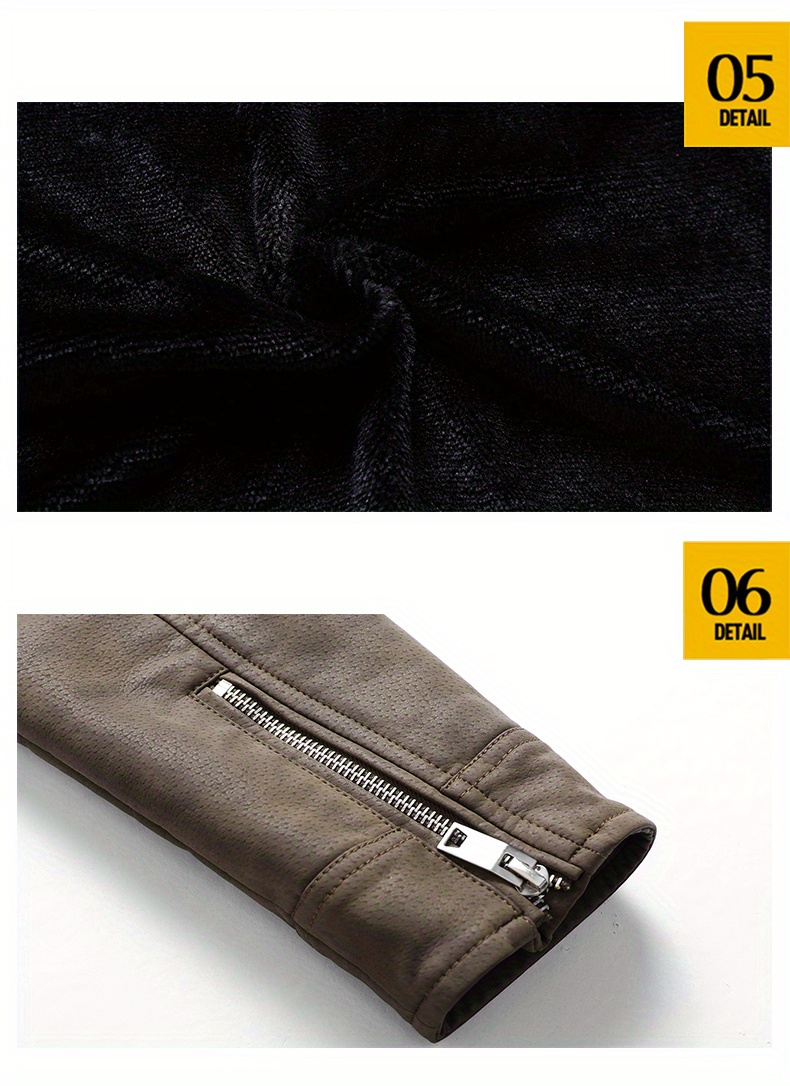 men' pu leather fleece jacket warm in winter - {region_name}