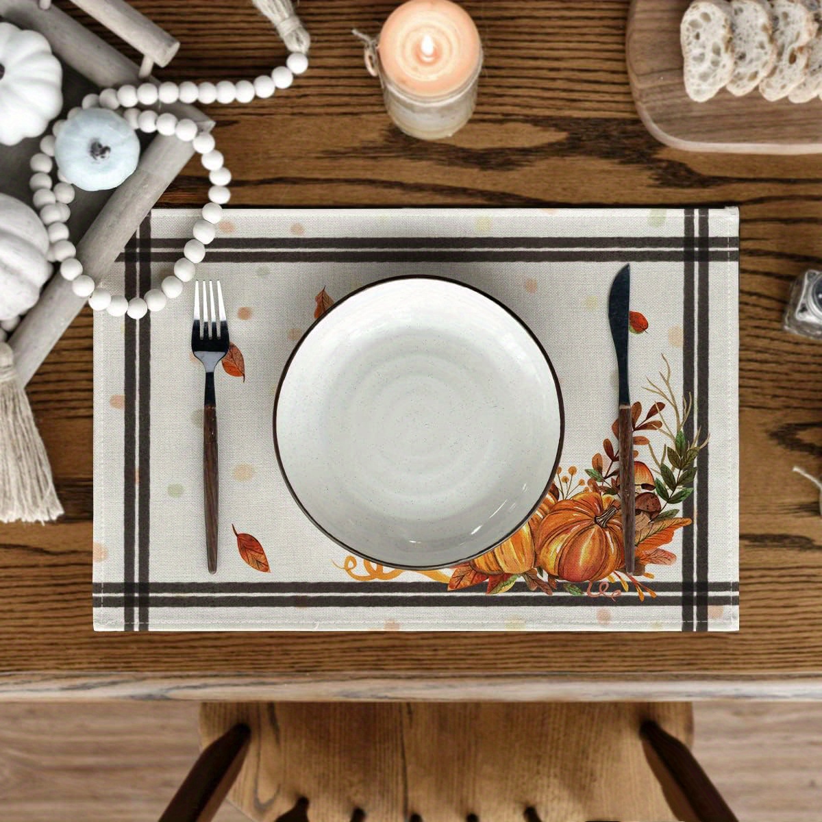 Rustic Vintage Pumpkin Mushroom Leaf Set Dining - Temu Australia
