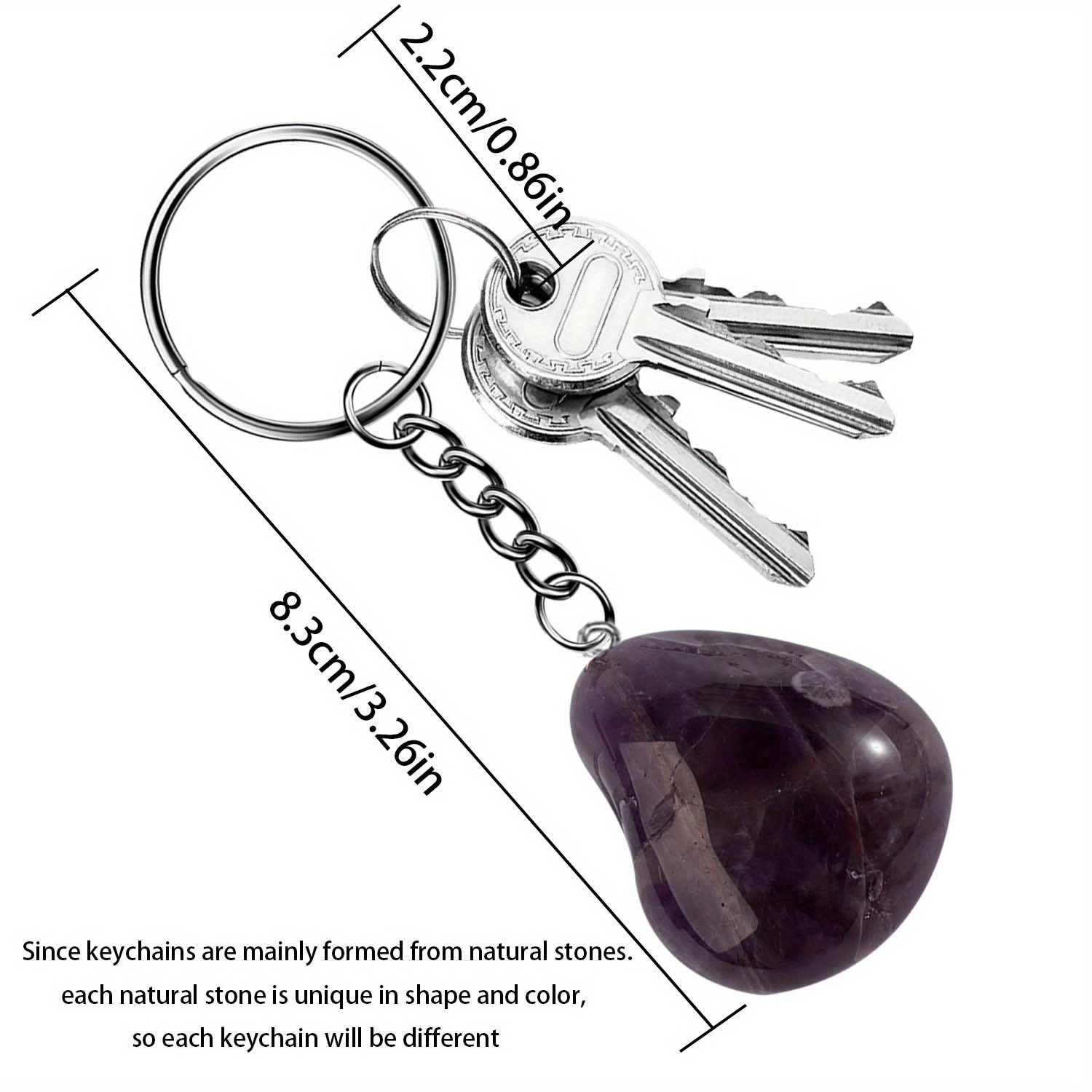 1pc Amethyst Green Dongling Obsidian Keychain Natural Manual Diy Key ...
