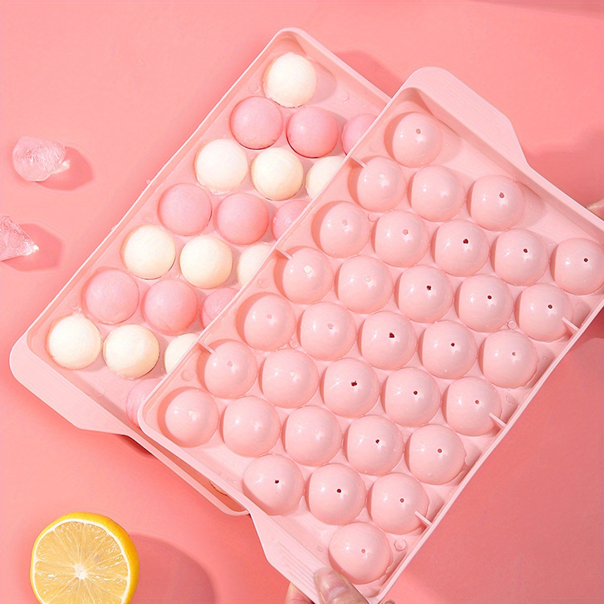 1pc pink silicone ice tray 33 compartments ball shaped ice tray make ...