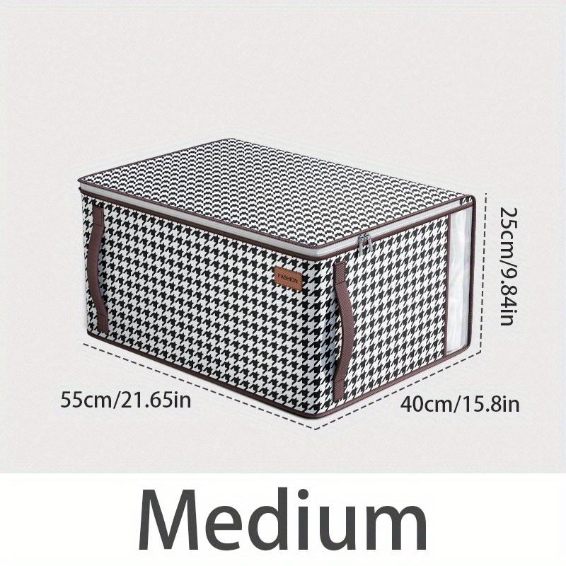 Houndstooth Wardrobe Clothes Organizer Handle Square Clothes - Temu