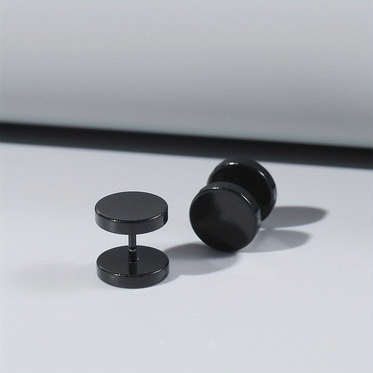 Black Earring Studs Pack Stainless Steel Men Ear Stud - Temu Canada