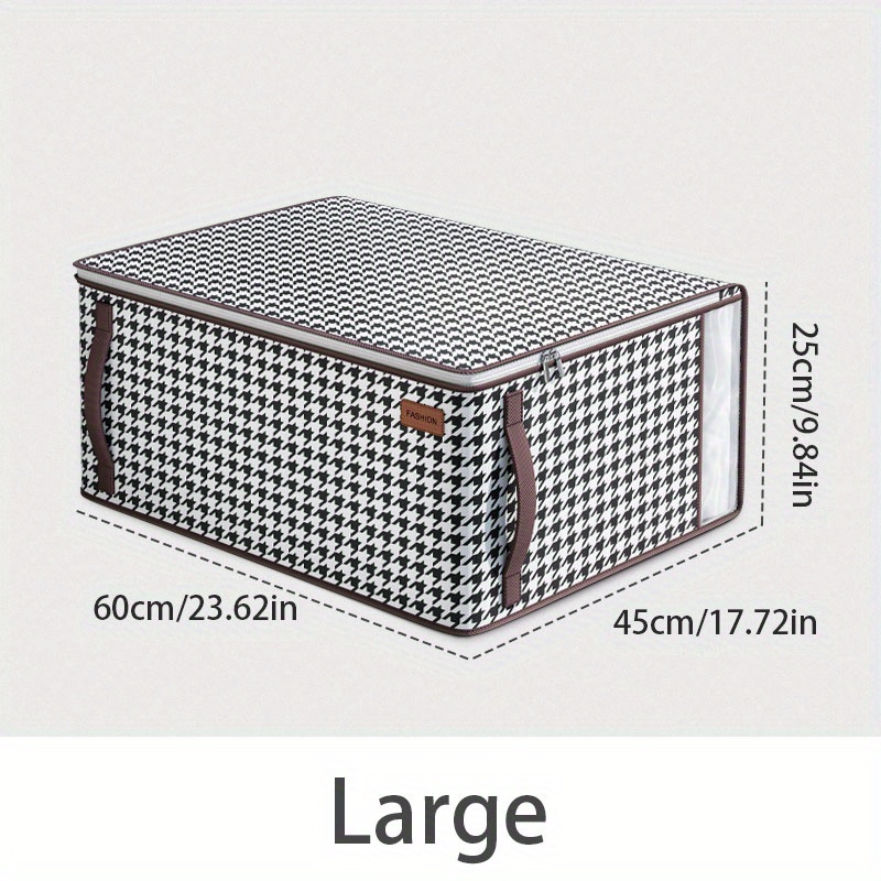 Houndstooth Wardrobe Clothes Organizer Handle Square Clothes - Temu