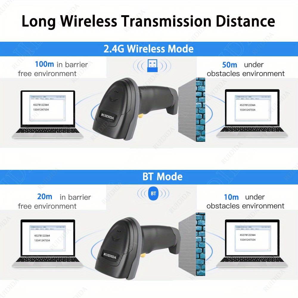 Wireless Bt 2d Barcode Scanner With Charging Base - Scan Qr Codes ...