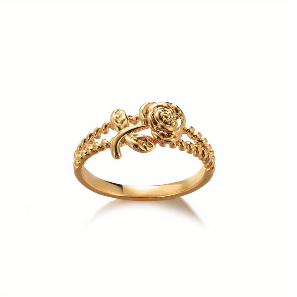 Trendy Copper 18k Golden Plated Snake Flower Ring For Men - Temu United ...