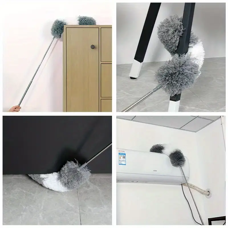 1 조각 마이크로 파이버 깃털 먼지 제거기 재사용 가능한 구부리기 쉬운 거미줄 먼지 제거기 100 인치 추가 긴 연장 막대와