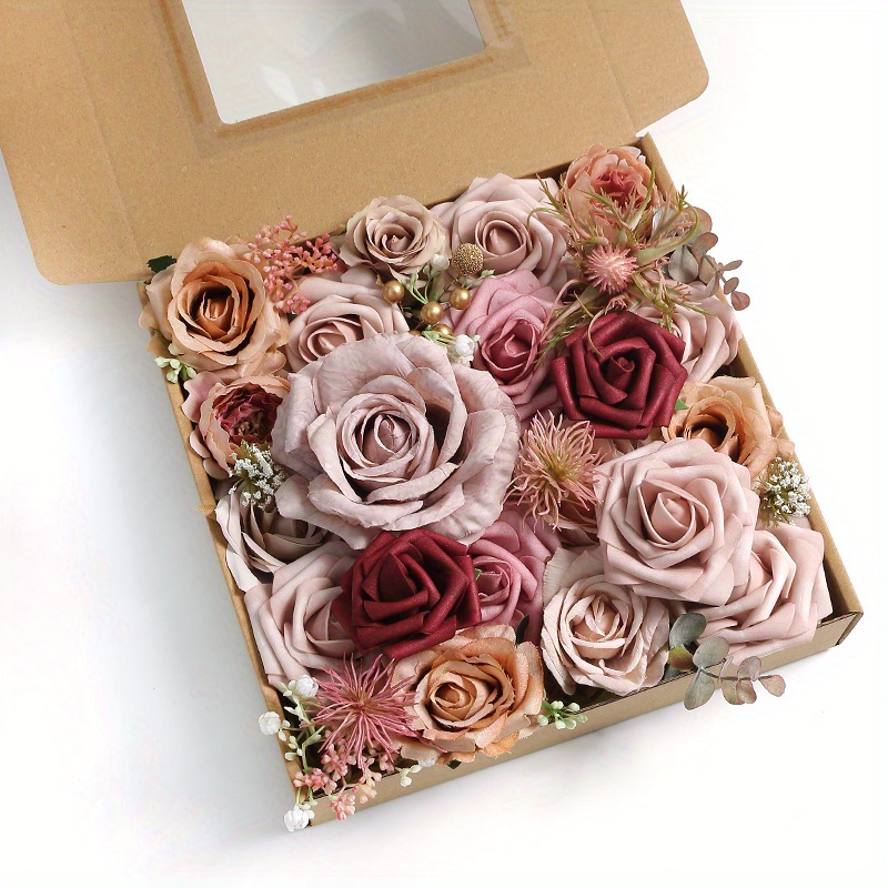 Artificial Flowers Combo Box Set Diy Wedding Bouquets - Temu New Zealand