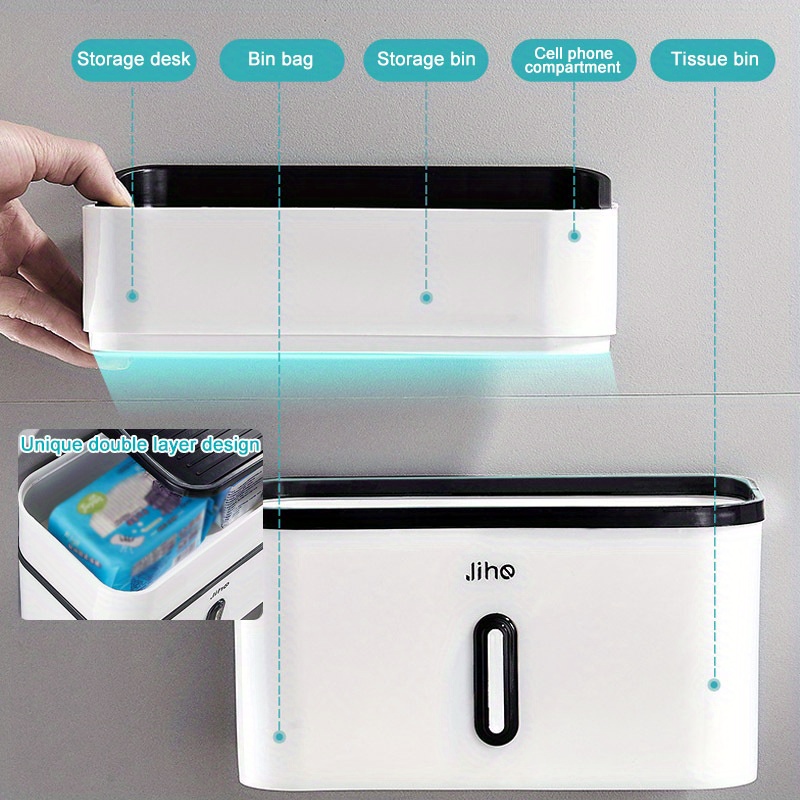 Toilet Tissue Box No Need Punching Wall Mounted Tissue Box - Temu ...