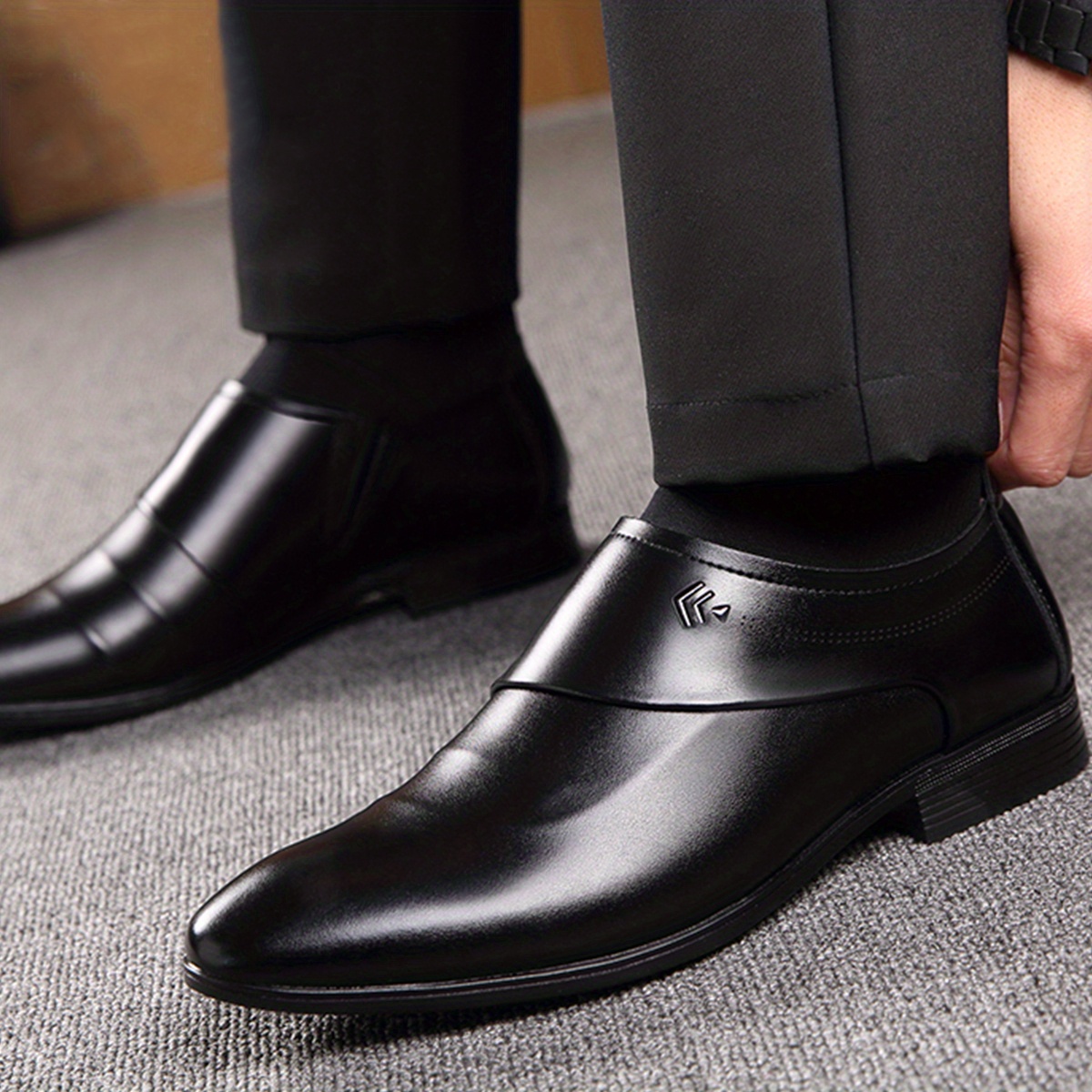 Mens Slip On Formal Shoes Wear Resistant Non Slip Smart Casual Shoes ...