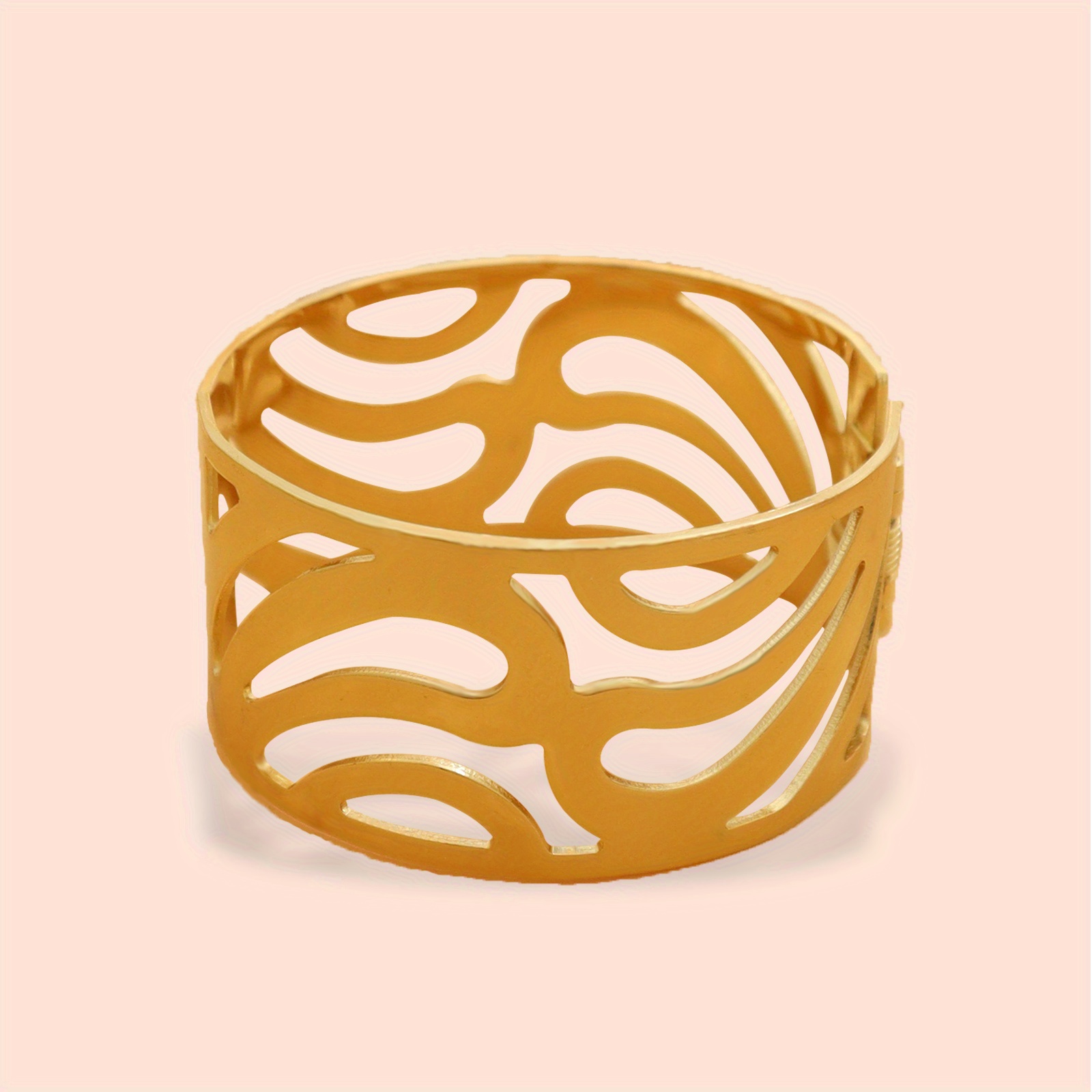 Simple Trendy Hollow Pattern Metal Open Bracelet Ladies - Temu Canada