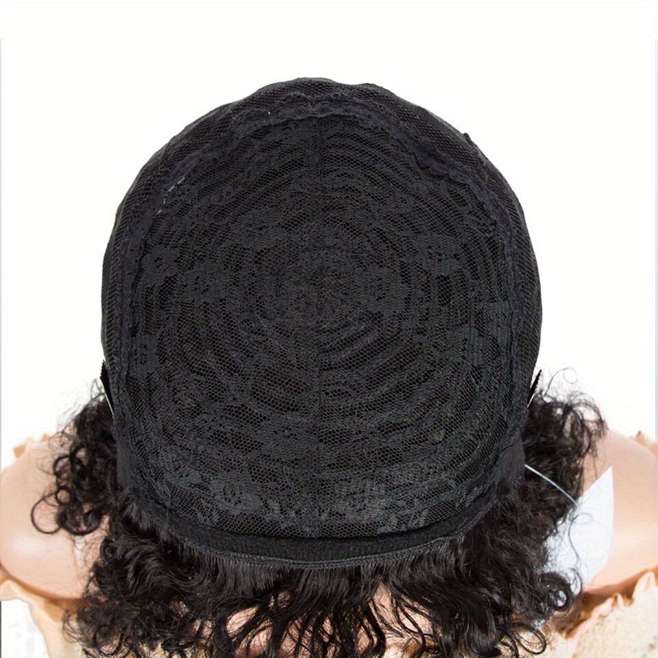 human hair short cut deep wavy wig bangs brazil full - Temu Canada