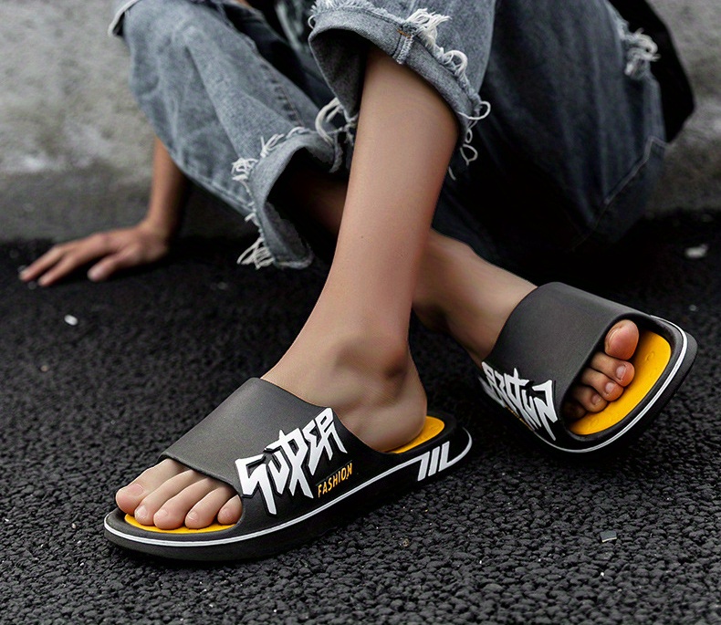 Mens Super Pattern Slides Casual Non Slip Slippers Open Toe Shoes For ...