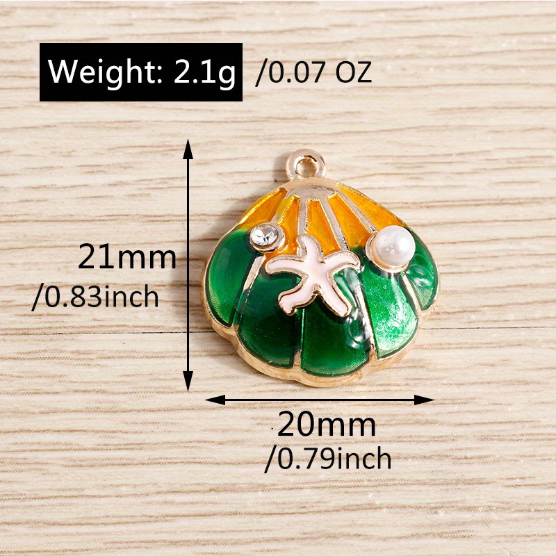 Diy Colorful Alloy Drip Oil Shell Pearl Pendant - Temu Canada