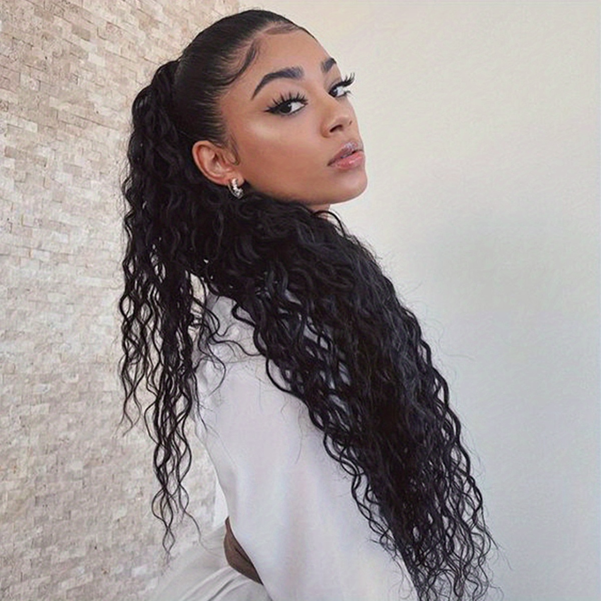 Water Wave Ponytail Extensions Curly Wrap Around Ponytail - Temu United ...