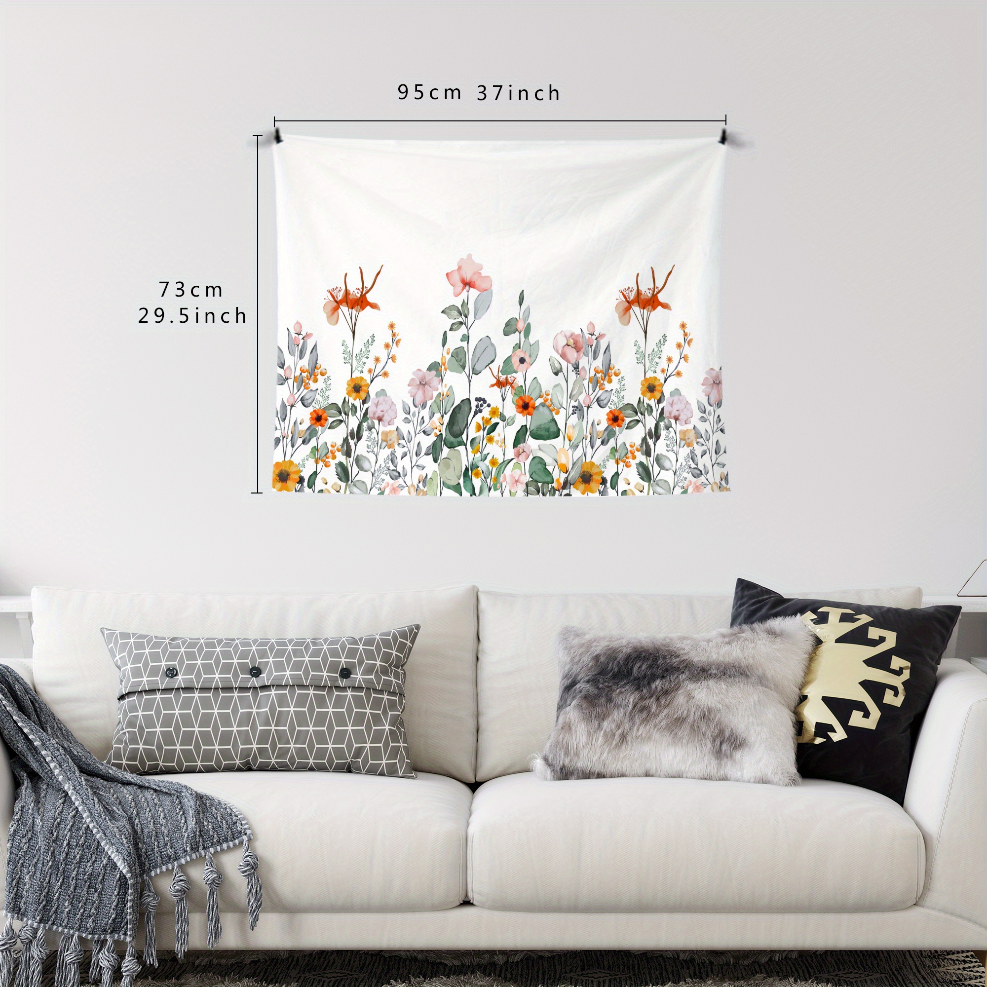 Peach Skin Velvet Yellow Flower Wall Hanging Bedroom Living - Temu New ...