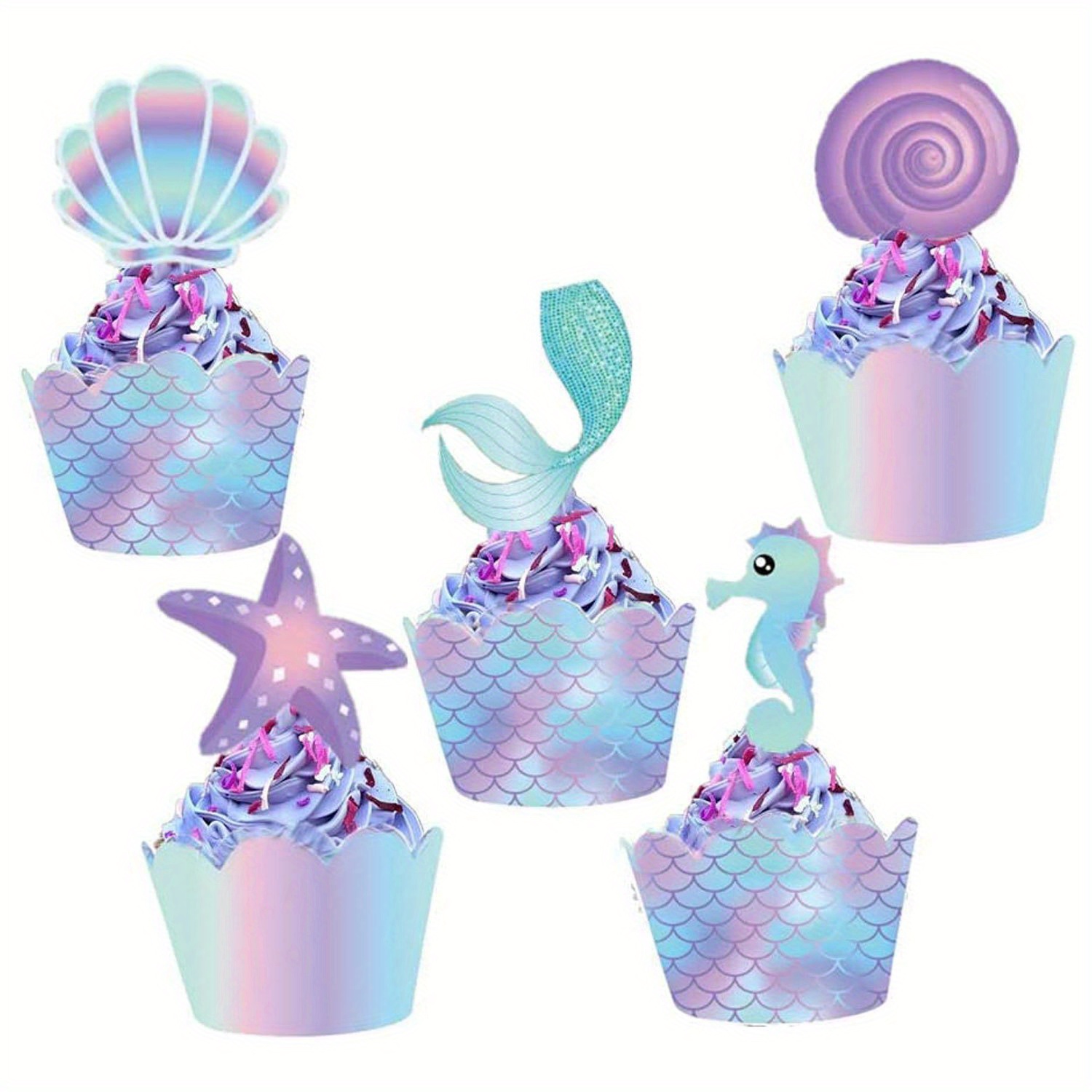 40 Stück Meerjungfrau Cupcake Topper Doppelseitige - Temu Switzerland