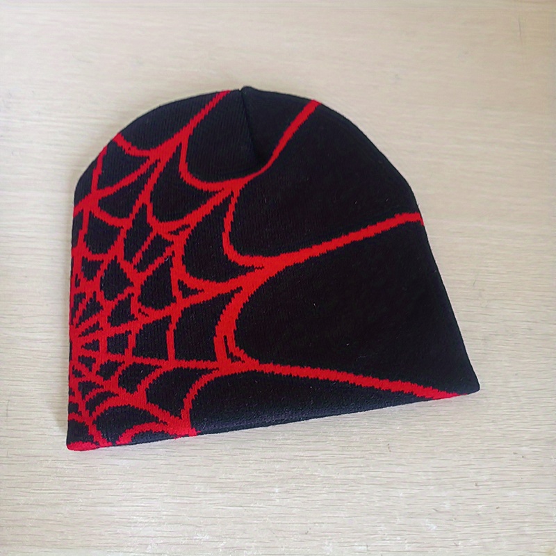 Spider Web Pattern Y2k Knit Hat Coldproof Winter - Temu Canada