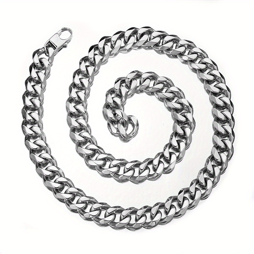 Men's Adjustable Chain Hip Hop Stainless Steel Silvery Cuban - Temu