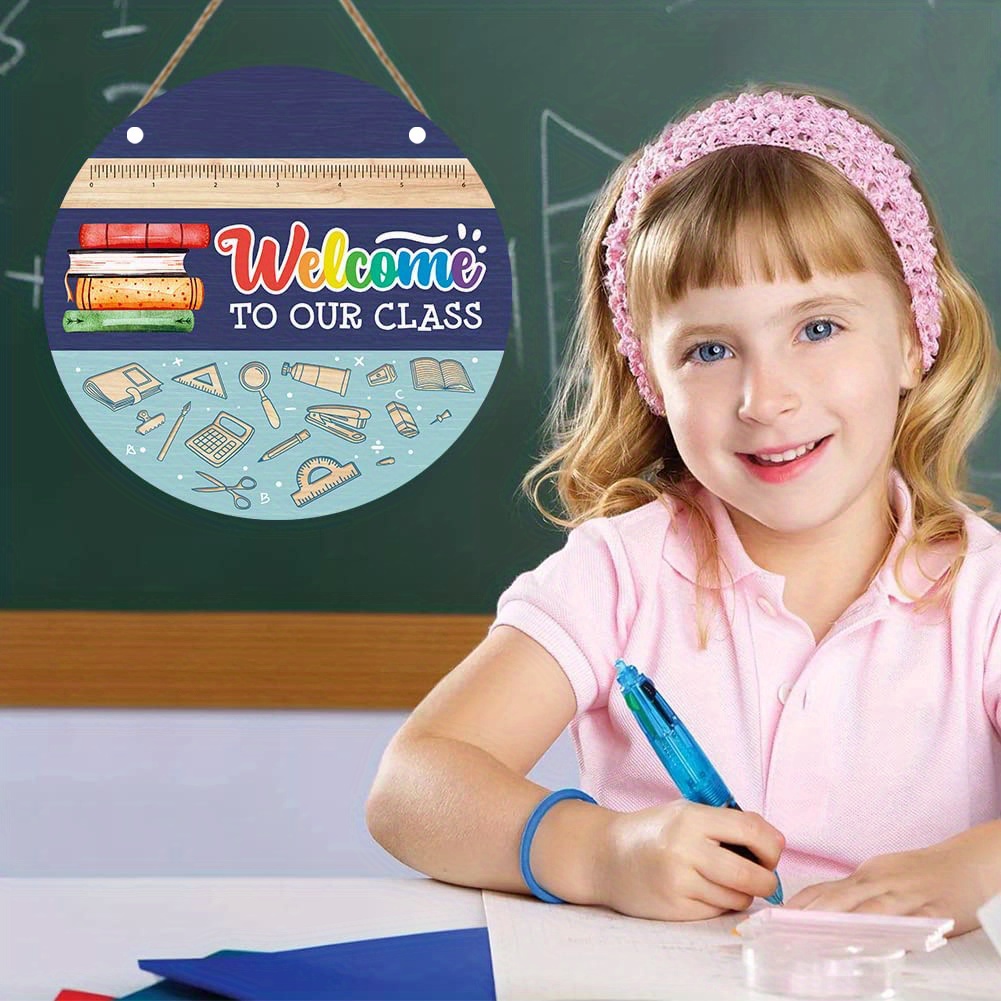 Welcome Classroom Sign Wooden Plaque Back School Wall Decor - Temu ...