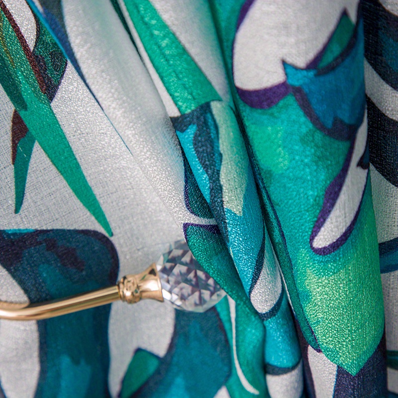 green hemp printed large banana leaf rod pocket curtain - Temu Australia