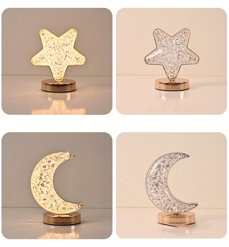 Led Table Lamp Modern Crystal Bedroom Study Reading Round - Temu