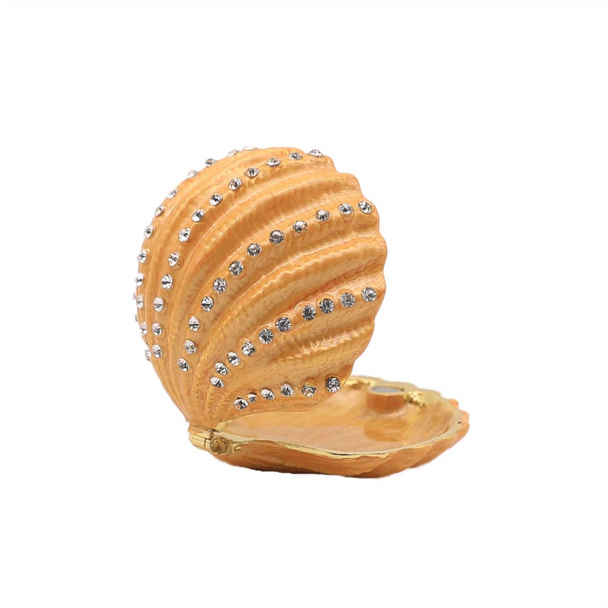 Hand painted Shell Jewelry Box Hinged Crystal Jeweled - Temu Canada