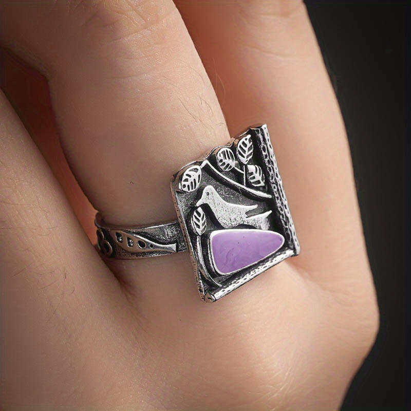 Retro Trendy Bird Leaf Pattern Ring Men Daily Decoration - Temu Australia