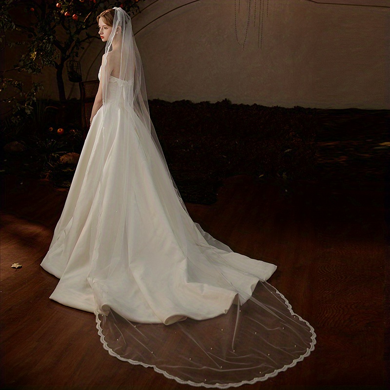 White Head Veil Single Layer Veil With Comb Elegant Lace Mesh Veil ...