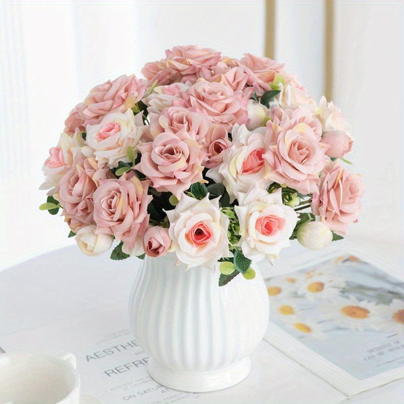 2pcs Artificial Rose Flower Simulated Rose Light Luxury Flower Bundle ...
