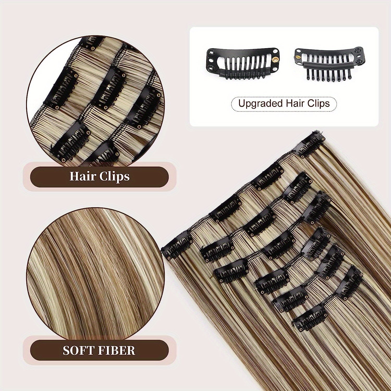 6pcs clip in long straight synthetic hair extension 24 inch - Temu ...