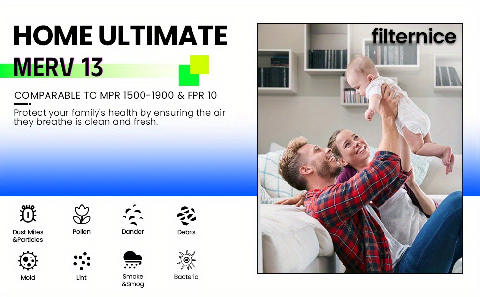 6 16x25x1 13 Pleated Air Conditioner Ac For Allergies Smoke - Home ...